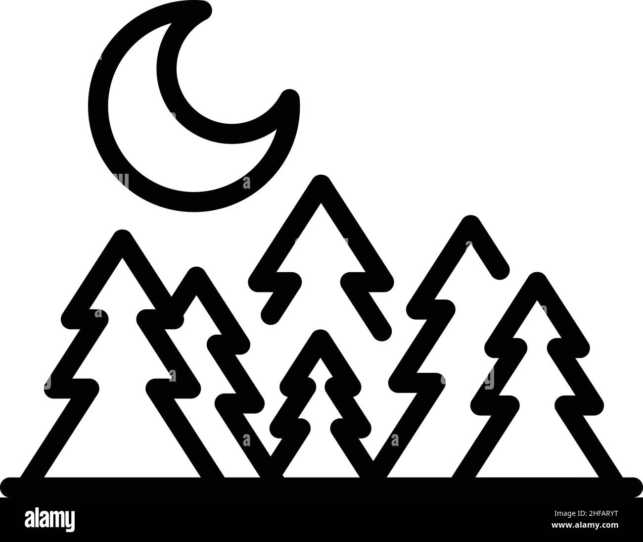 Night forest camping icon outline vector. Eco nature. Travel walk Stock ...