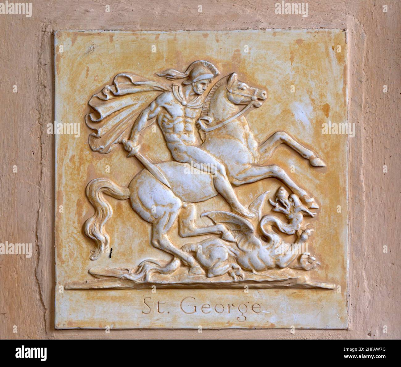 Bas-relief panel depiction of Saint George slaying the dragon,Burgate ...