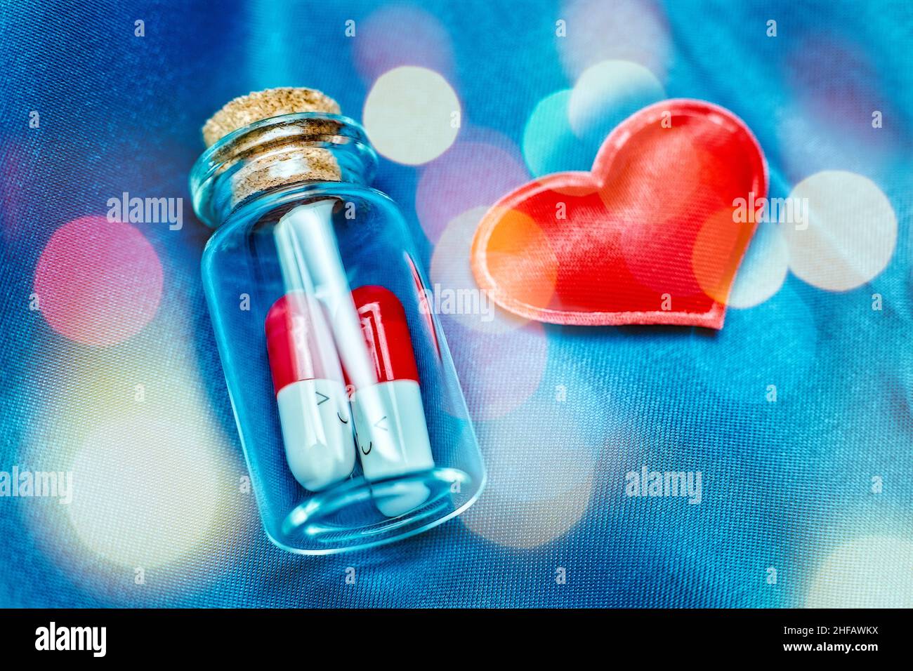 Love medicine. I love you .Tablets in jars are kissing, Happy Valentine ...