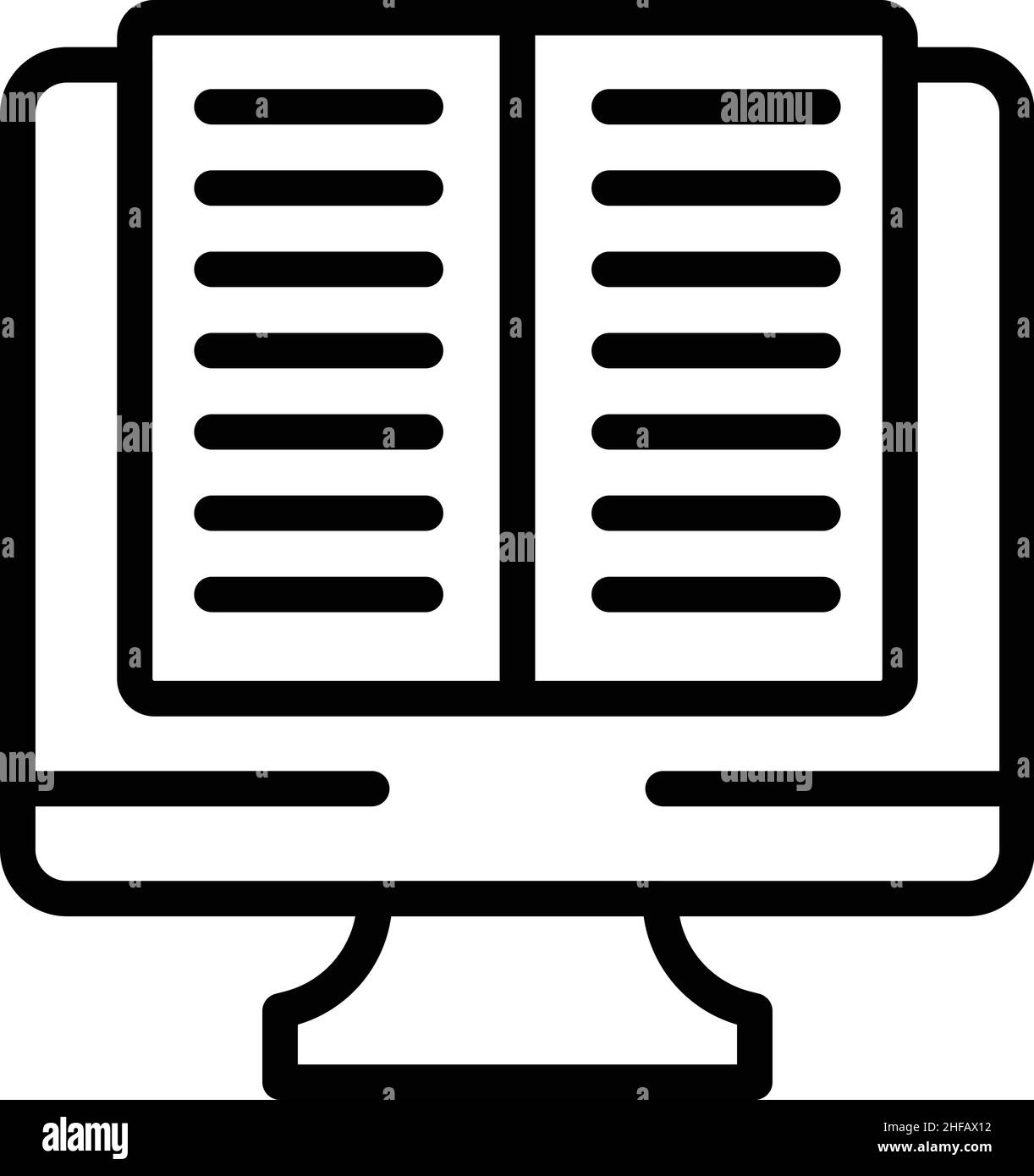 Pc monitor book icon outline vector. Help child. Parent kid Stock ...