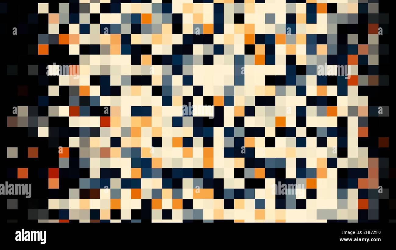 Abstract rows of colorful pixels blinking and moving from right to left ...