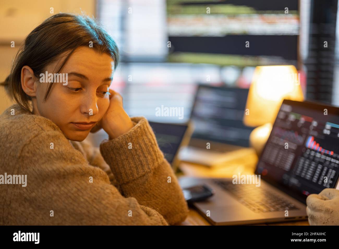 Tired programmer home office hi-res stock photography and images - Alamy