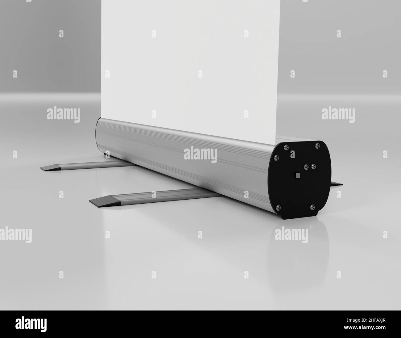 Econo Roll up banner Mechanism close up 3D render from viewed from the ...