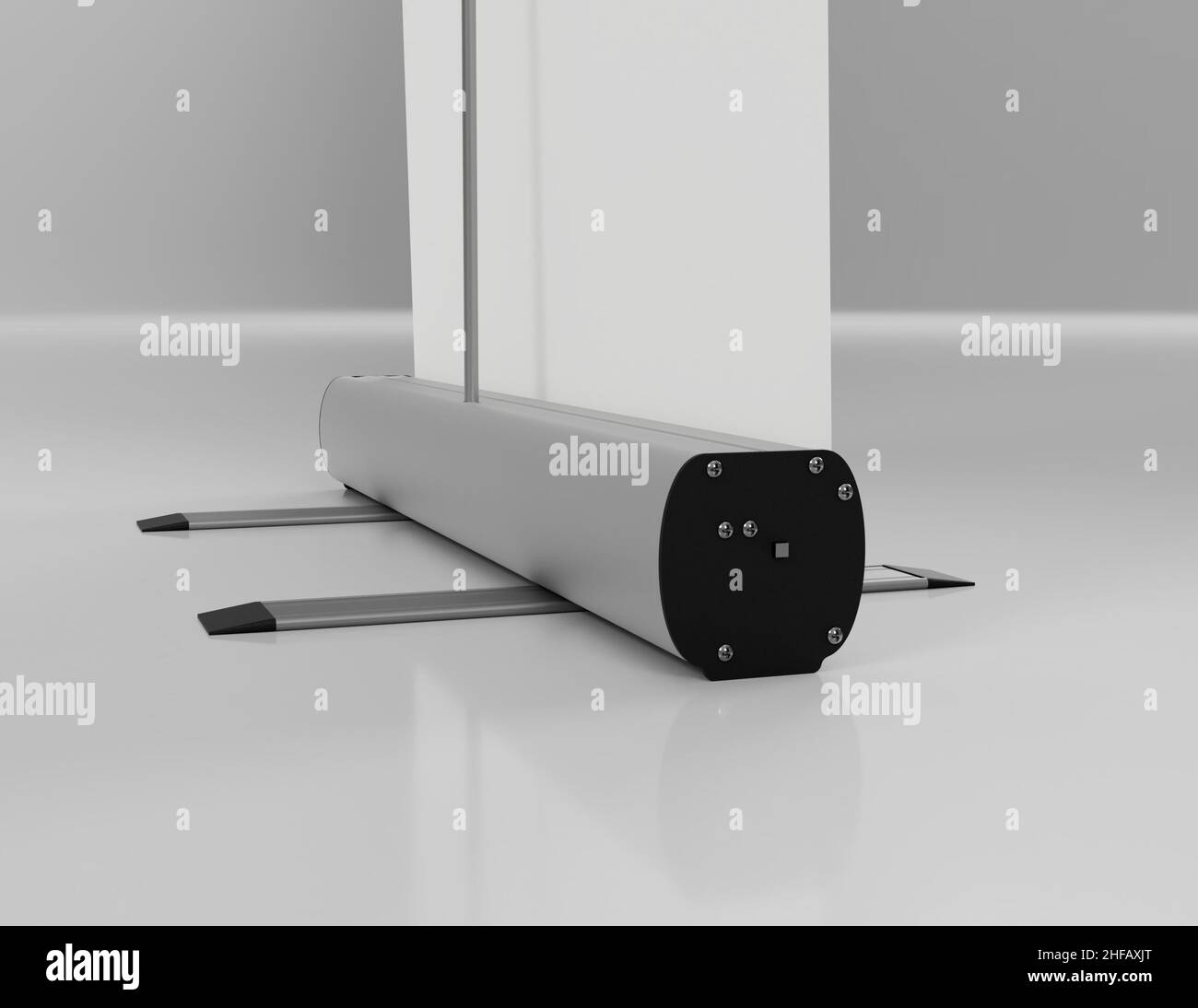 Econo Roll up banner Mechanism close up 3D render from viewed from the ...