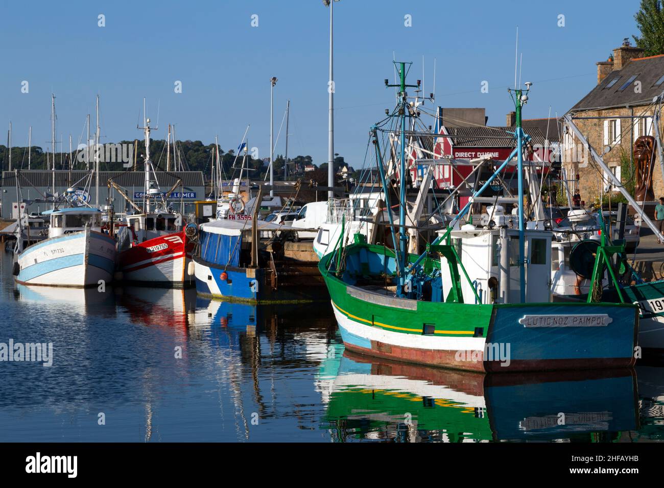 The Port of Paimpol in the heart of the city. Brittany, Cotes-d'Armor ...