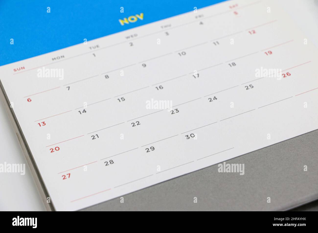 Blue november calendar hi-res stock photography and images - Alamy