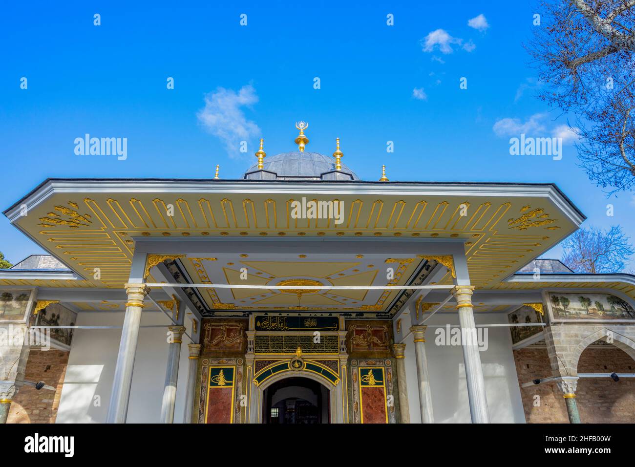 Wide angle front view of Gate of Felicity in Topkapi Palace. The Gate ...