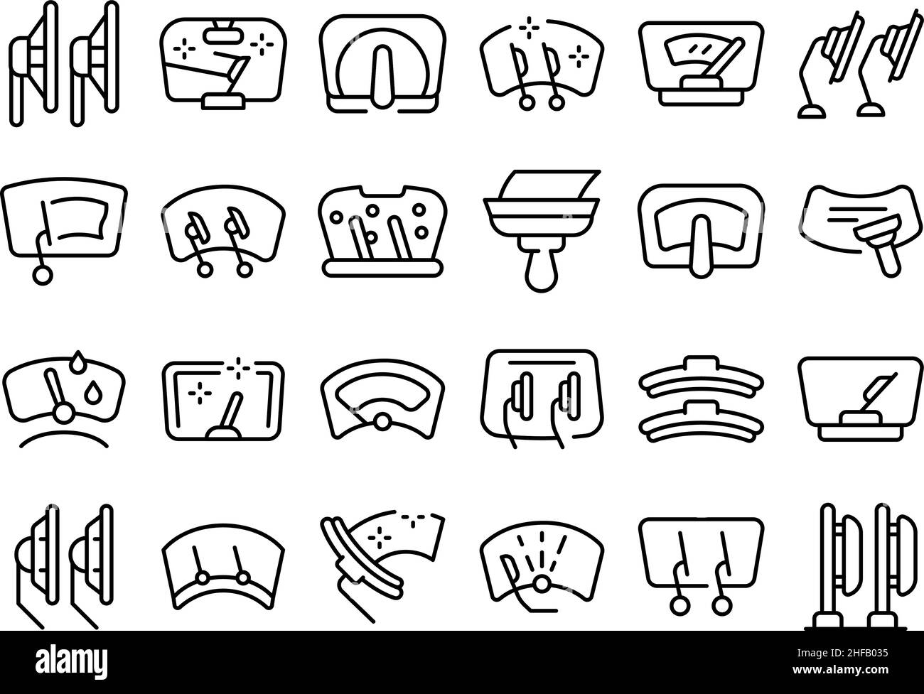 Windshield wiper icons set outline vector. Blade car. Automobile ... Windshield wiper icons set outline vector. Blade car. Automobile ...