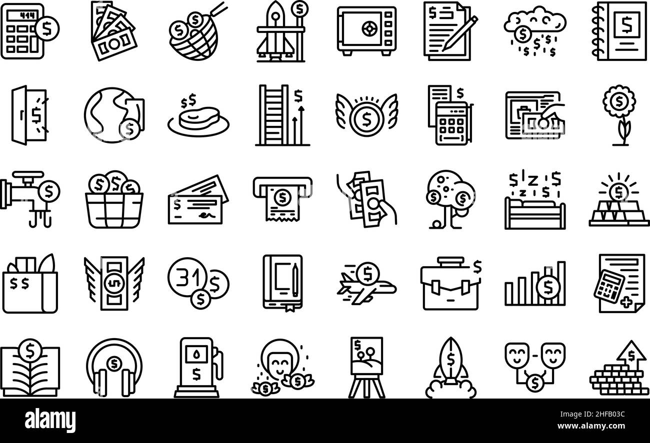 Financial freedom icon outline vector. Wealth expense. Rich money Stock ...