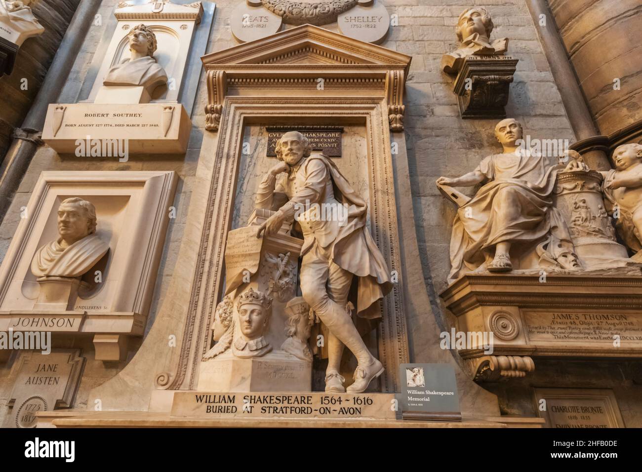 England, London, Westminster Abbey, Poets Corner, William Shakespeare ...