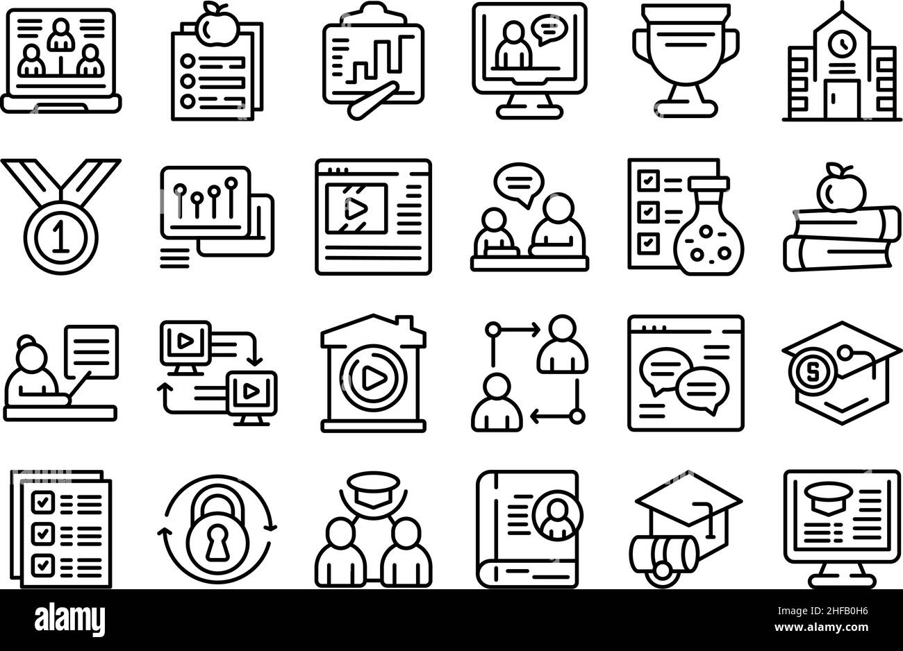 Private lesson icons set outline vector. Business boy. Child class ...