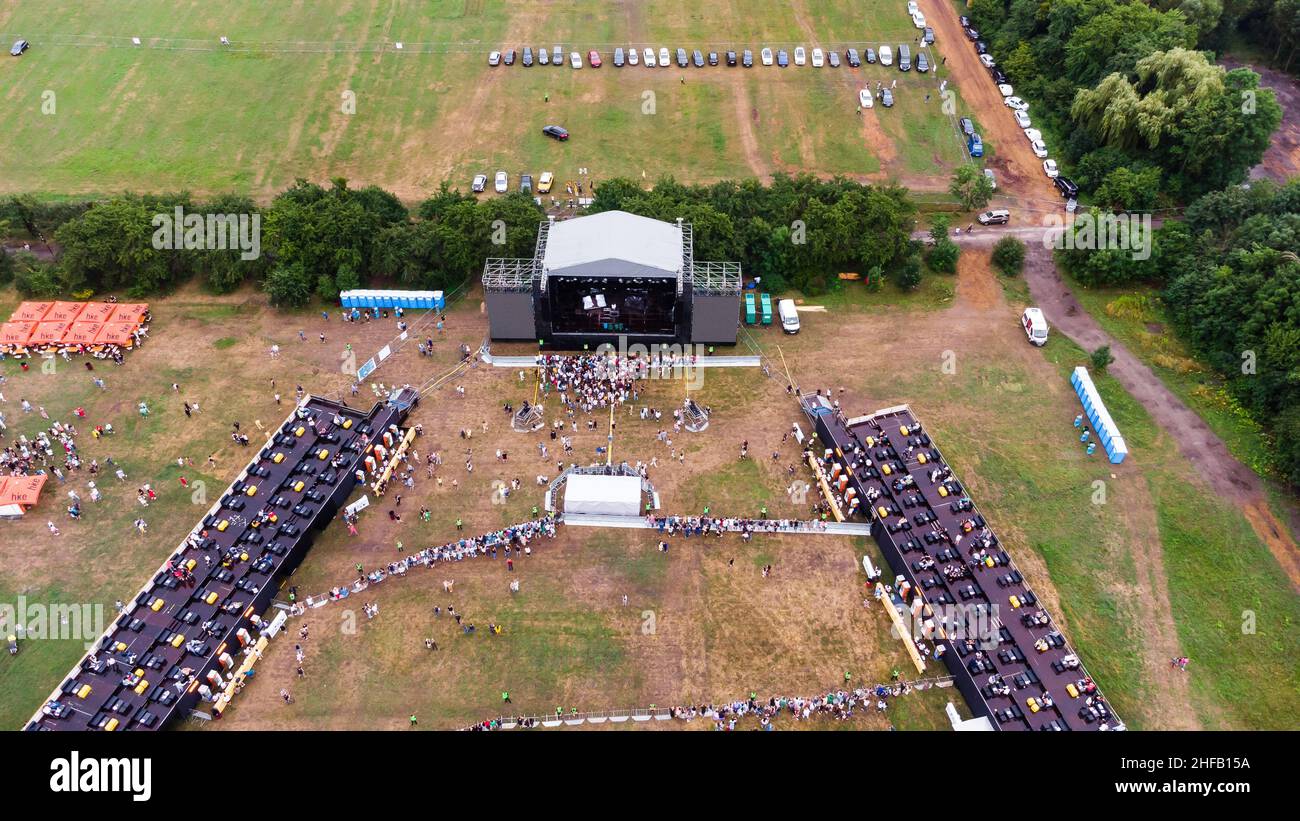 Festival field, concert in the field, background and stage Stock Photo ...