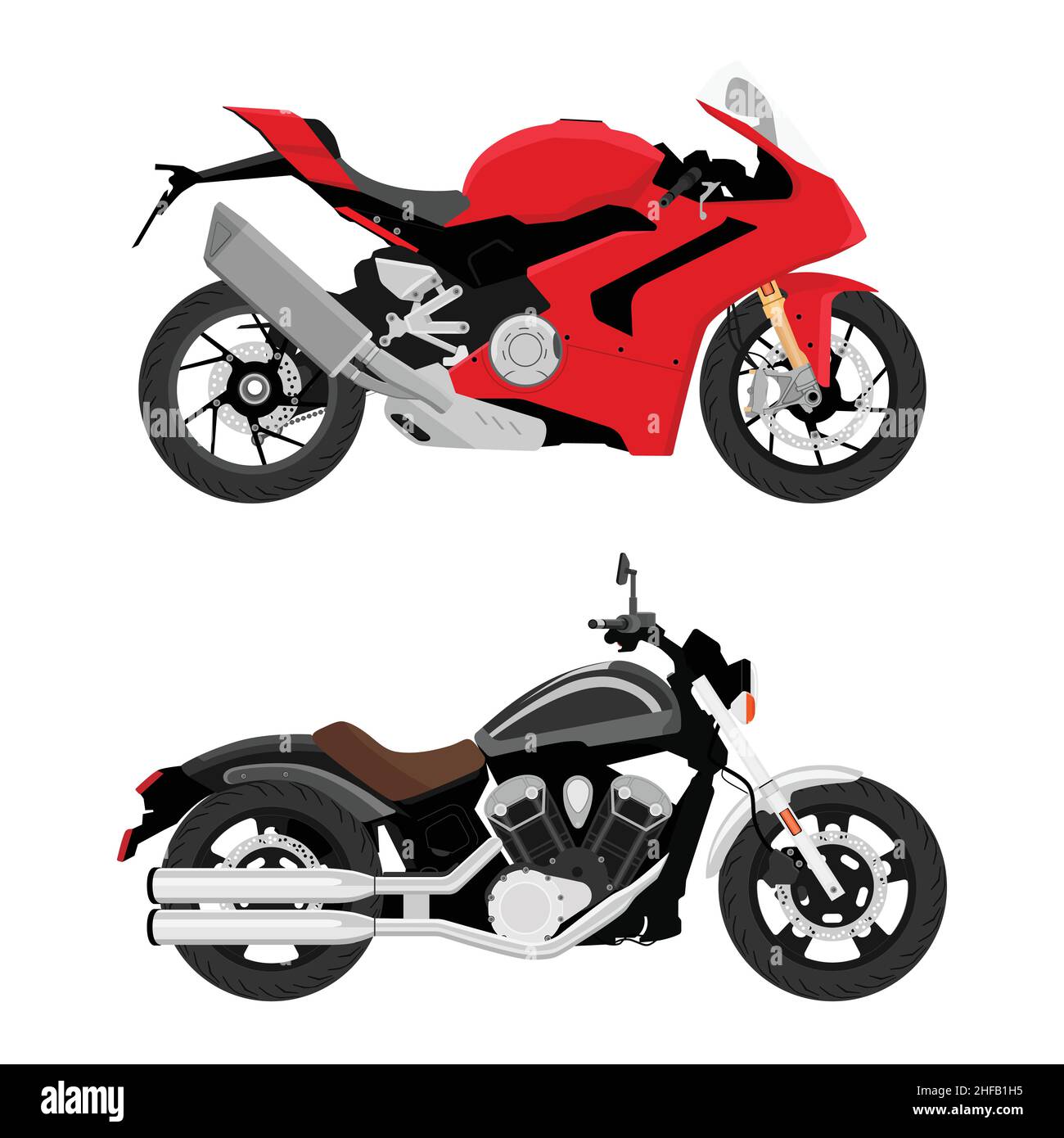 Motorbike set. Motorcycles, bikes and choppers. Speed race and retro ...