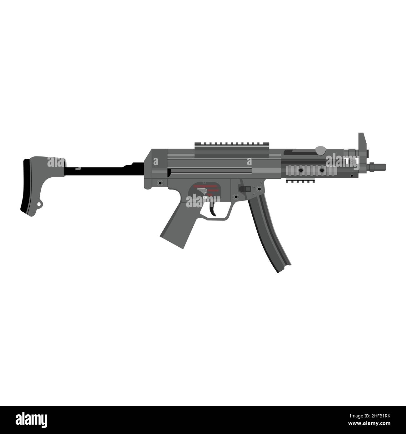 Vector illustration MP5 submachine gun isolated on white background ...