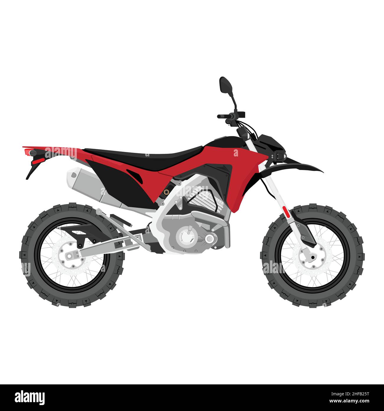 Off road motorcycle isolated on white background poster, banner. Vector ...