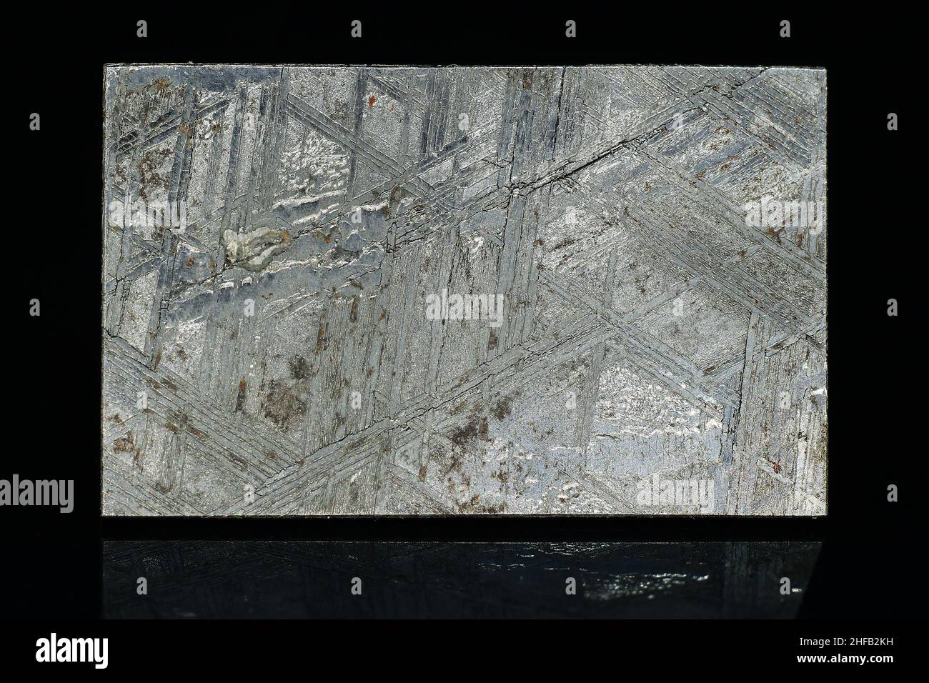 Acid-etched Muonionalusta meteorite plate with Widmanstetten patterns ...