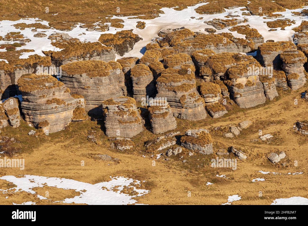 Rock karst formations on Lessinia Plateau (Altopiano della Lessinia ...