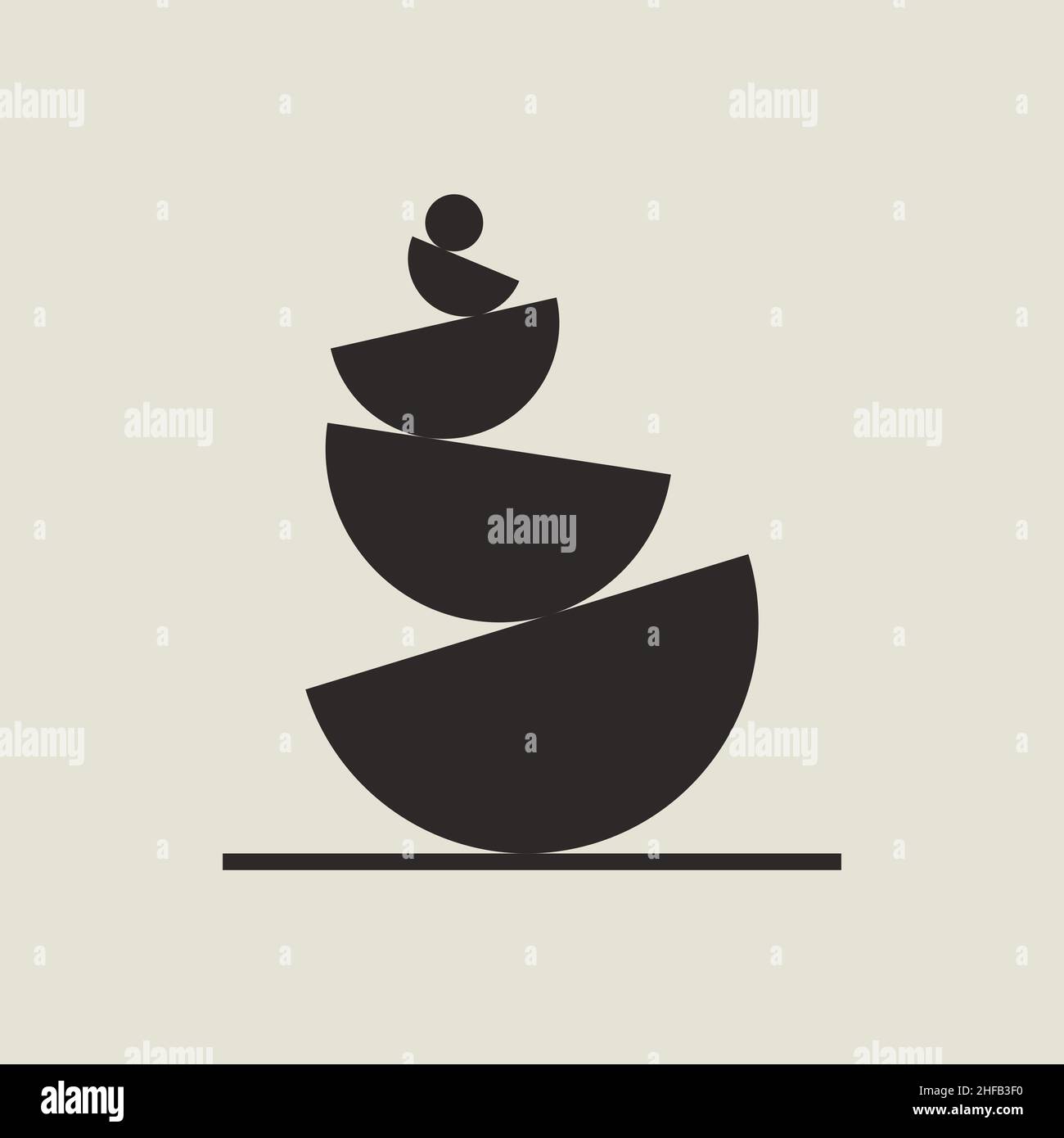 Balance icon with stones. Flat pebble logo. Harmony and wellness poster ...