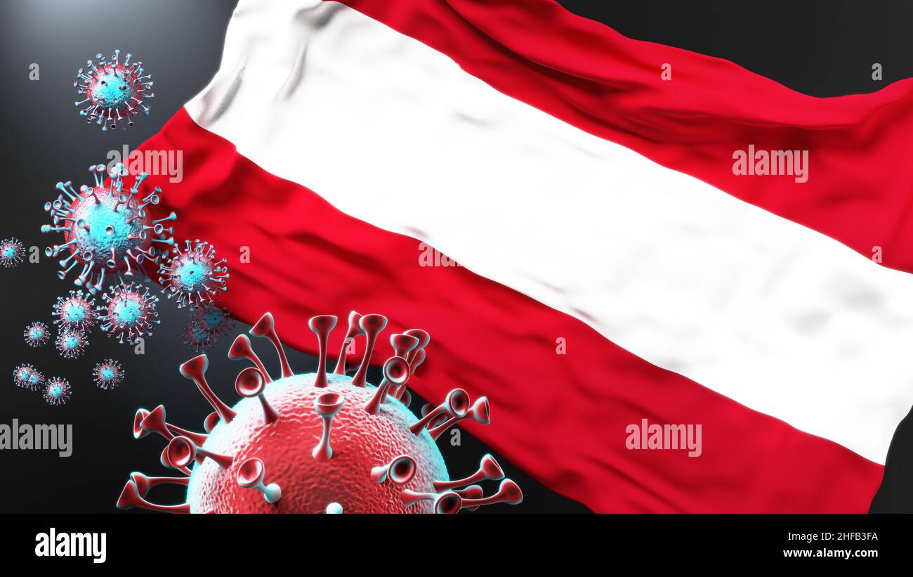 Gouda and covid pandemic - virus attacking a city flag of Gouda as a ...