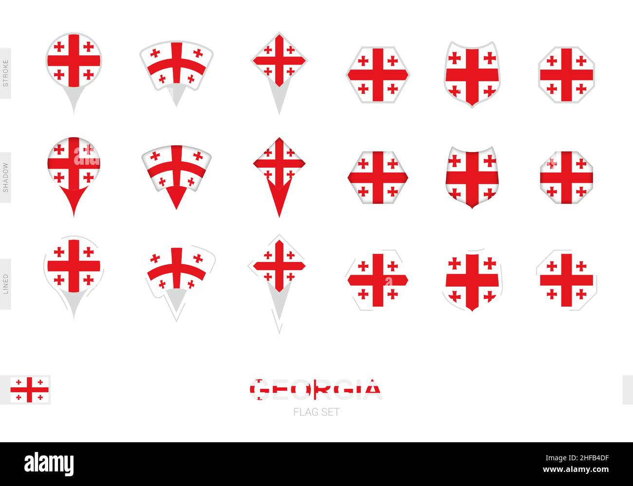 Collection of the Georgia flag in different shapes and with three ...