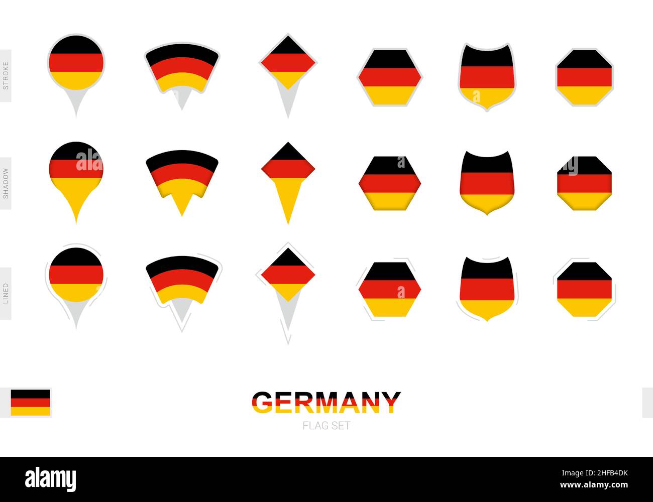 Collection of the Germany flag in different shapes and with three ...