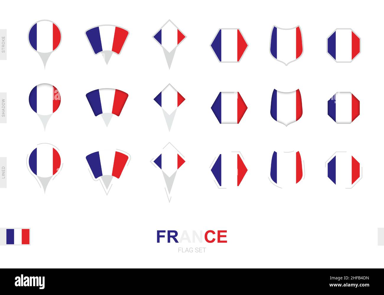 Collection of the France flag in different shapes and with three ...