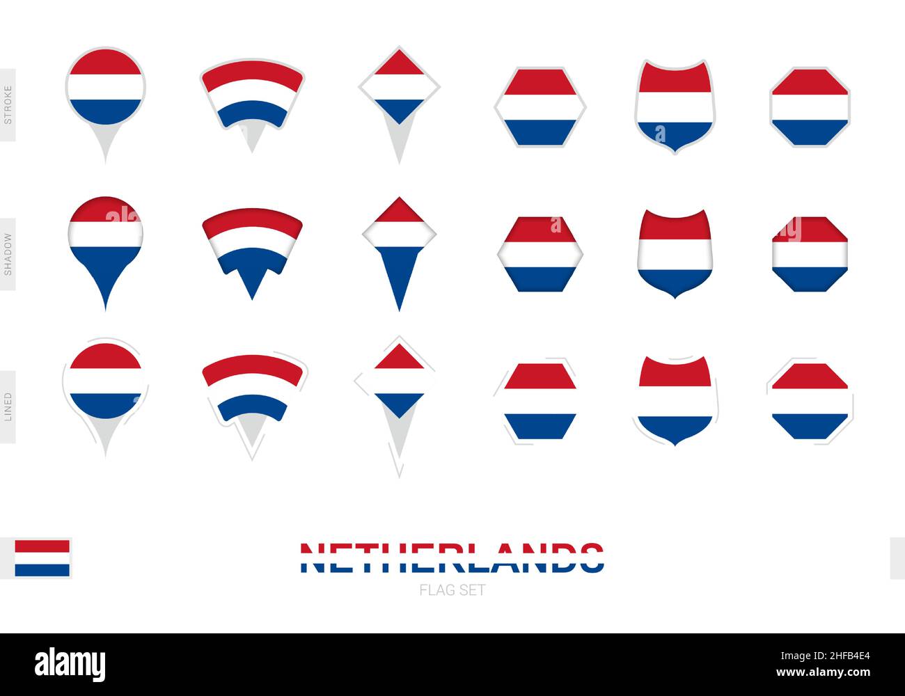 Collection of the Netherlands flag in different shapes and with three ...