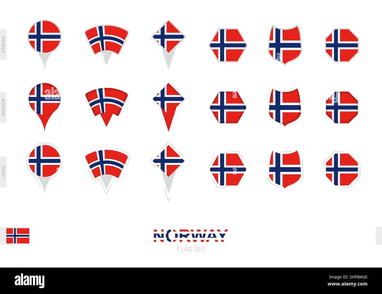 Collection of the Norway flag in different shapes and with three ...