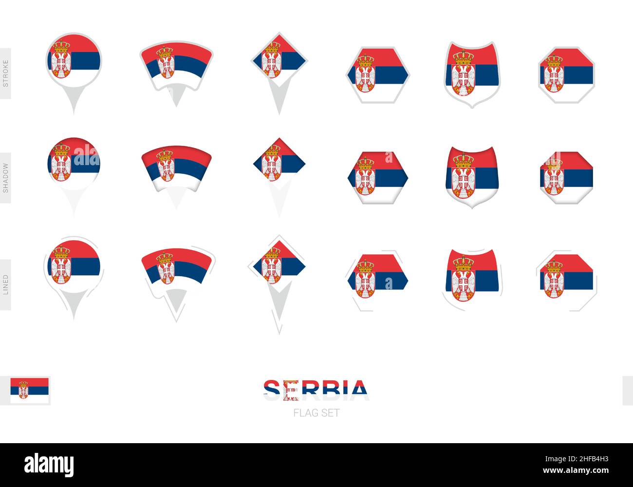 Collection of the Serbia flag in different shapes and with three ...