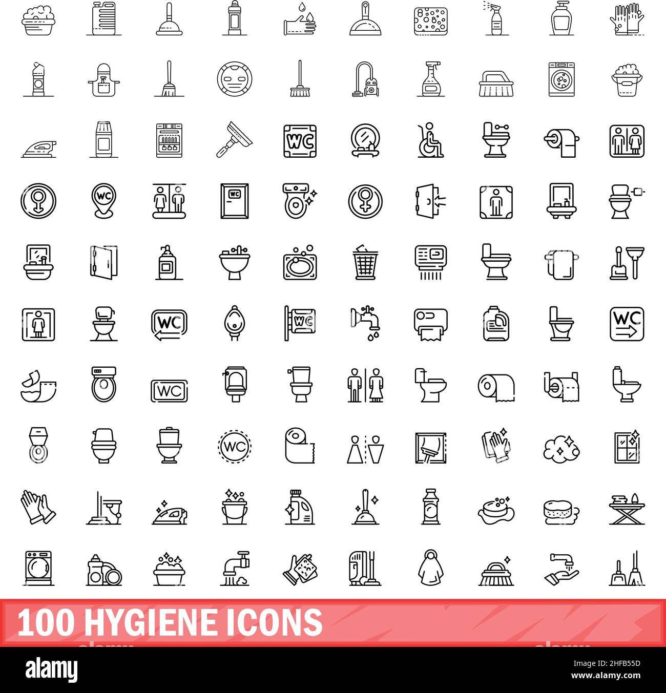 100 hygiene icons set. Outline illustration of 100 hygiene icons vector ...