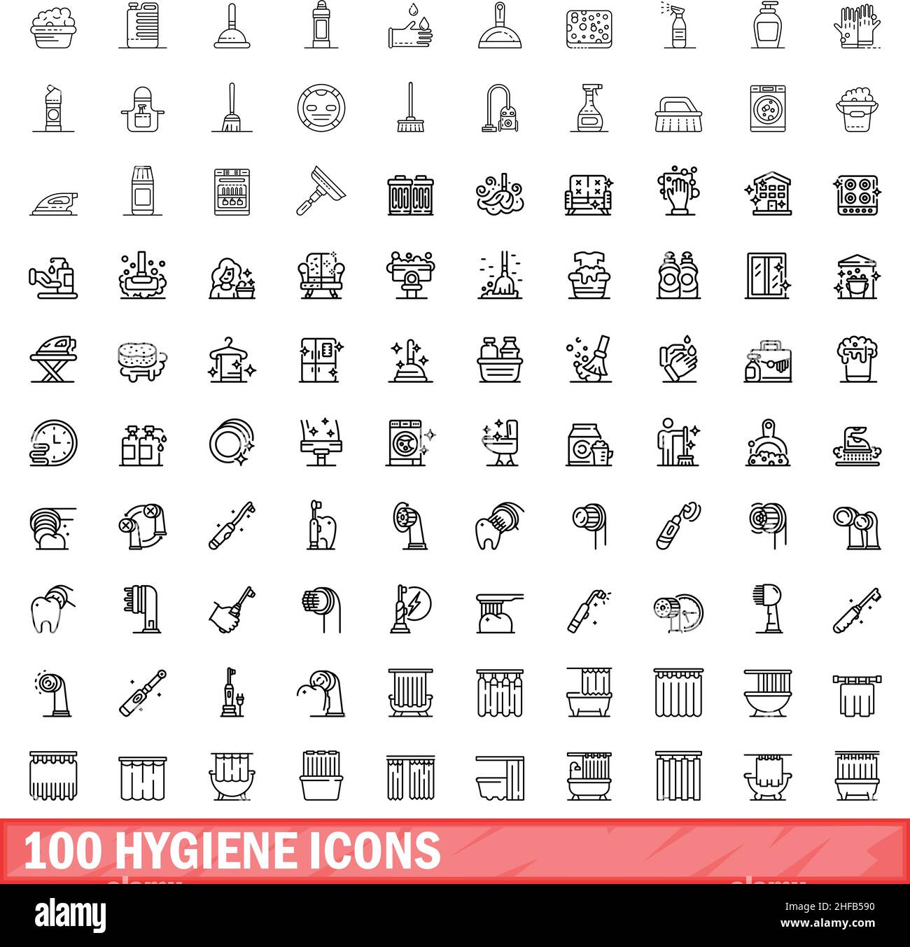 100 hygiene icons set. Outline illustration of 100 hygiene icons vector ...
