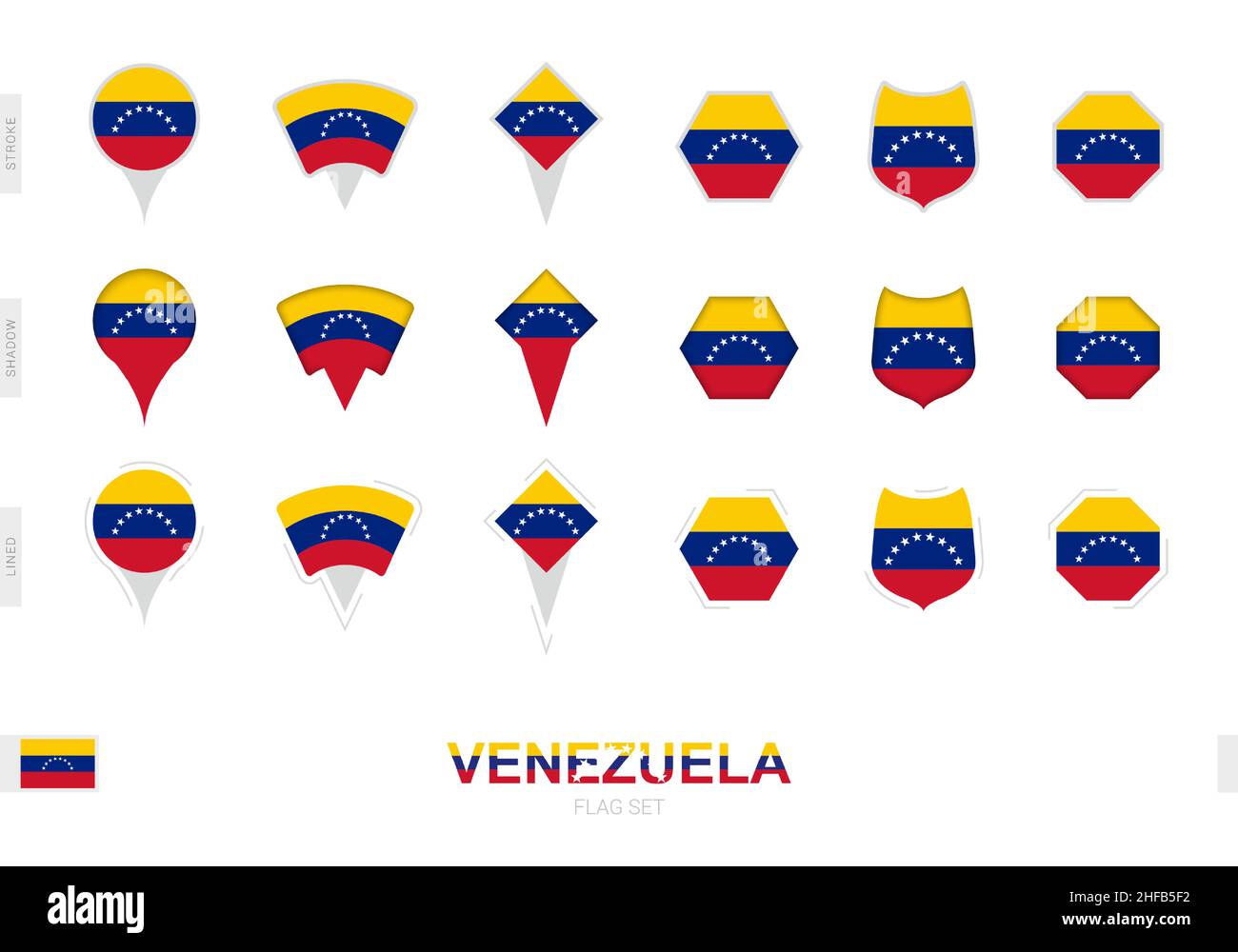 Collection of the Venezuela flag in different shapes and with three ...