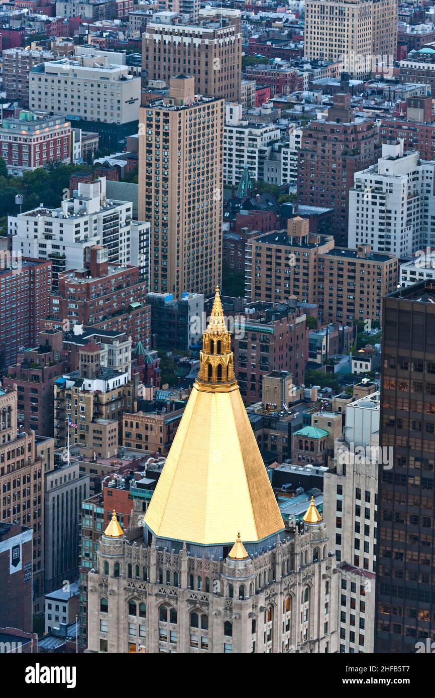 Aerial panoramic view over upper Manhattan from Empire State building ...