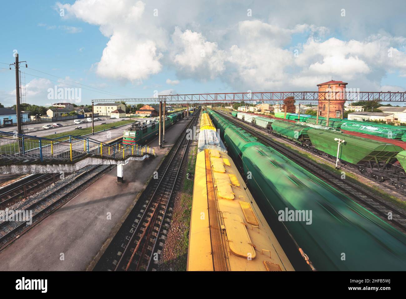 Freight trains - Cargo transportation. Grain transportation. Junction ...