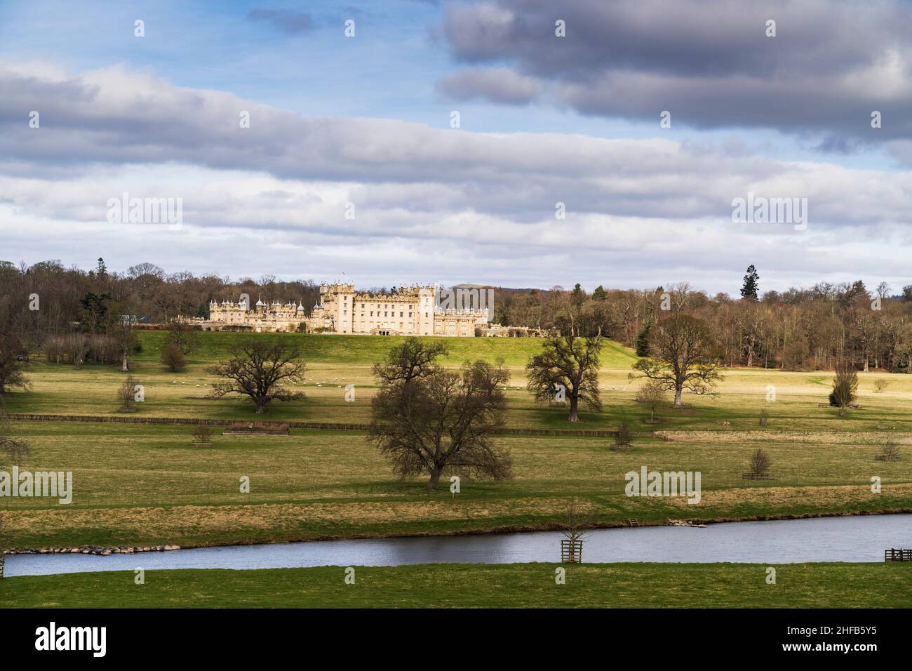 Floors Castle, seat of the Duke of Roxburghe, seen from the mound of ...