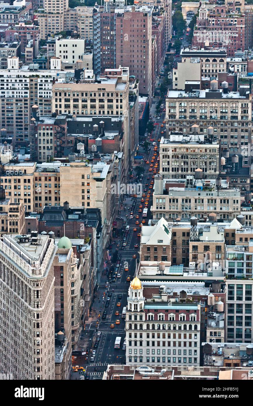 Aerial panoramic view over upper Manhattan from Empire State building ...