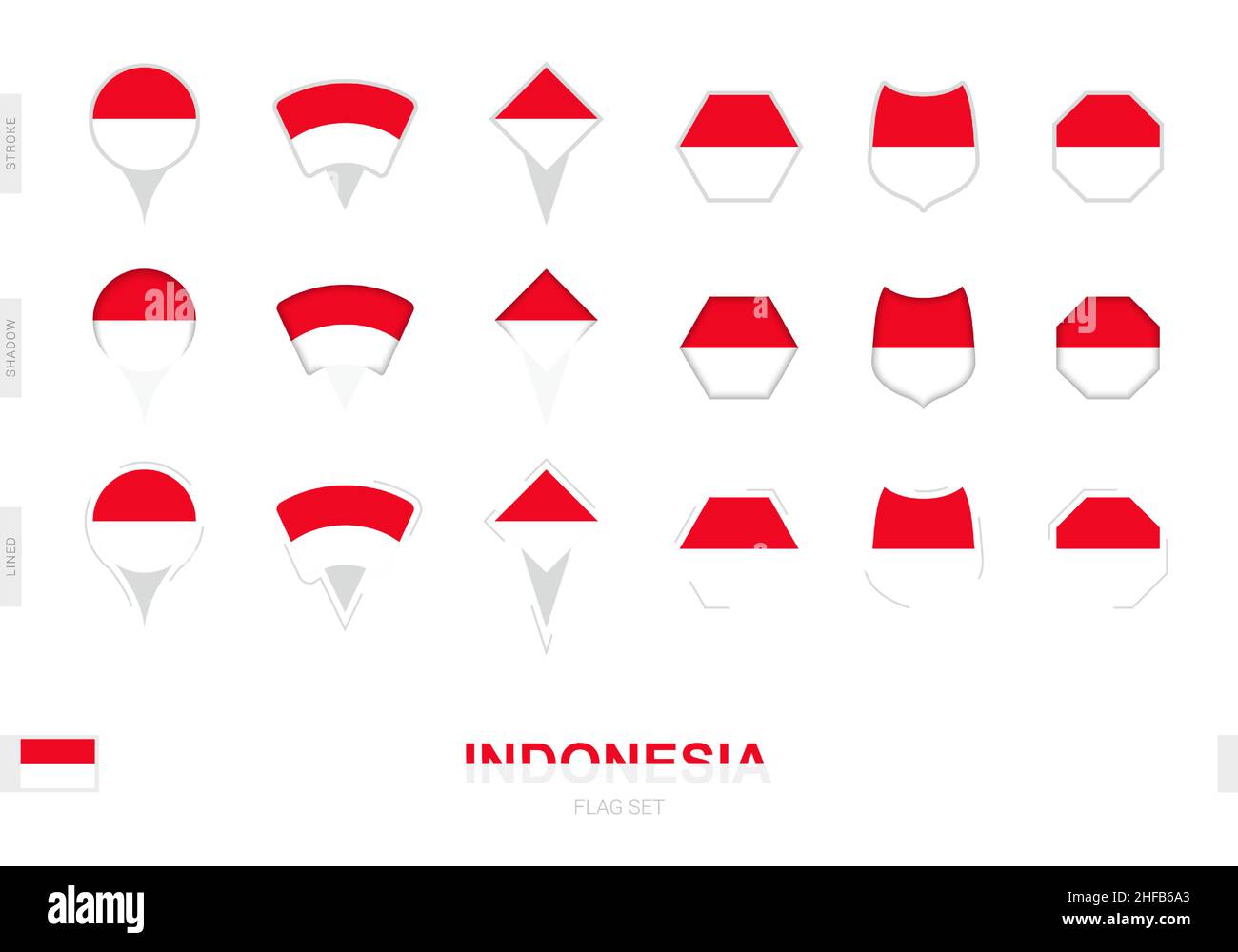 Collection of the Indonesia flag in different shapes and with three ...