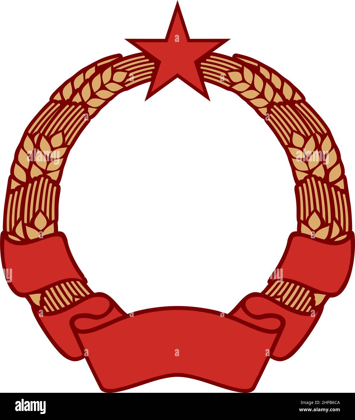 Symbol of communism with wreath of wheat, star and banner (icon of ...