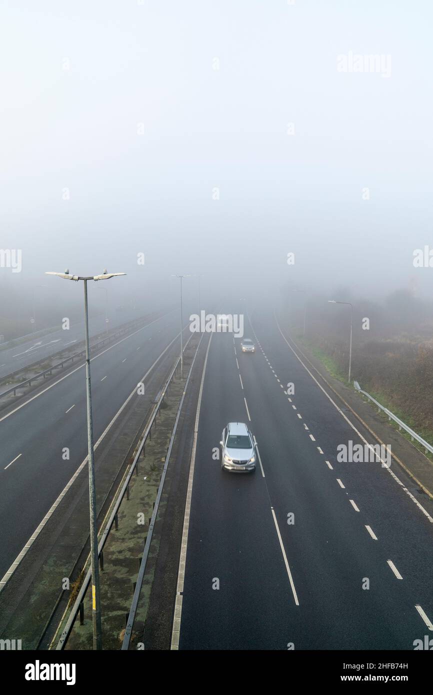Overhead view of cars travelling along the Thanet Way, A 299, the major ...