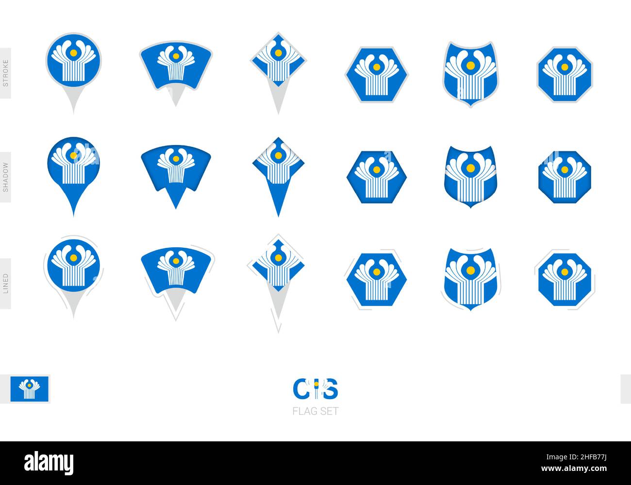 Collection of the CIS flag in different shapes and with three different ...
