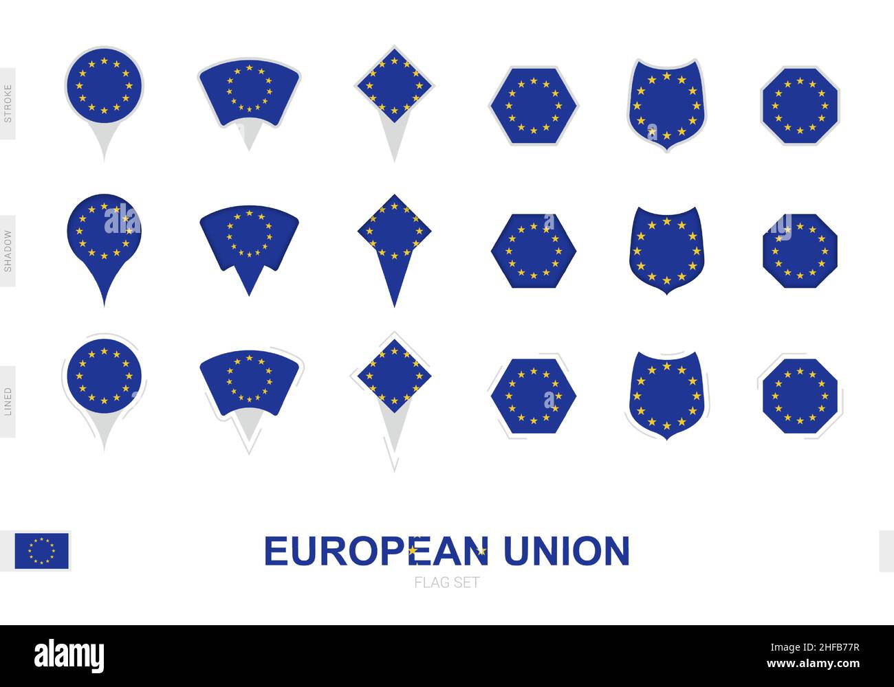 Collection of the European Union flag in different shapes and with ...