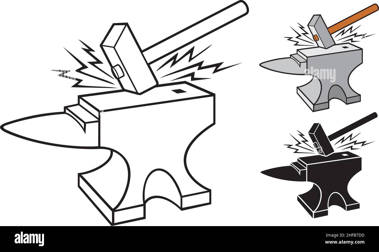 Anvil and hammer - blacksmith vector illustration Stock Vector Image & Art - Alamy