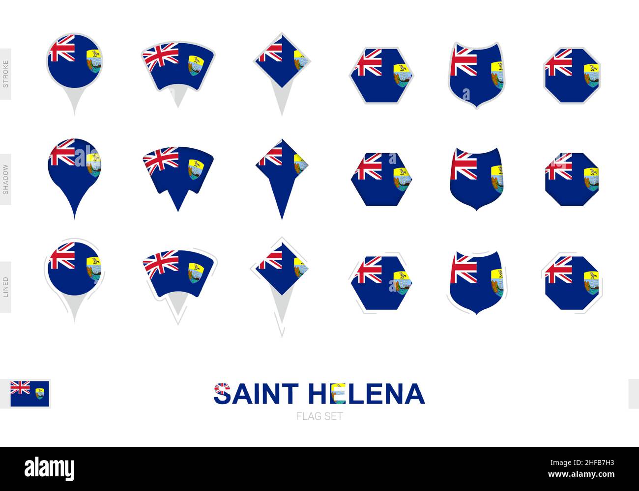 Collection of the Saint Helena flag in different shapes and with three ...