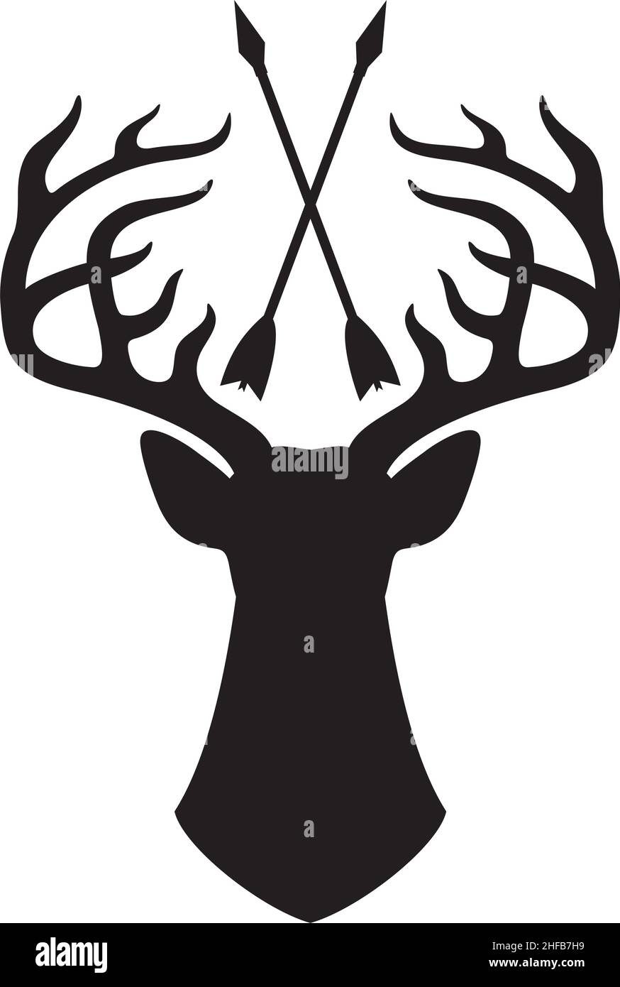 Vector illustration deer head with horns and crossed arrows Stock ...