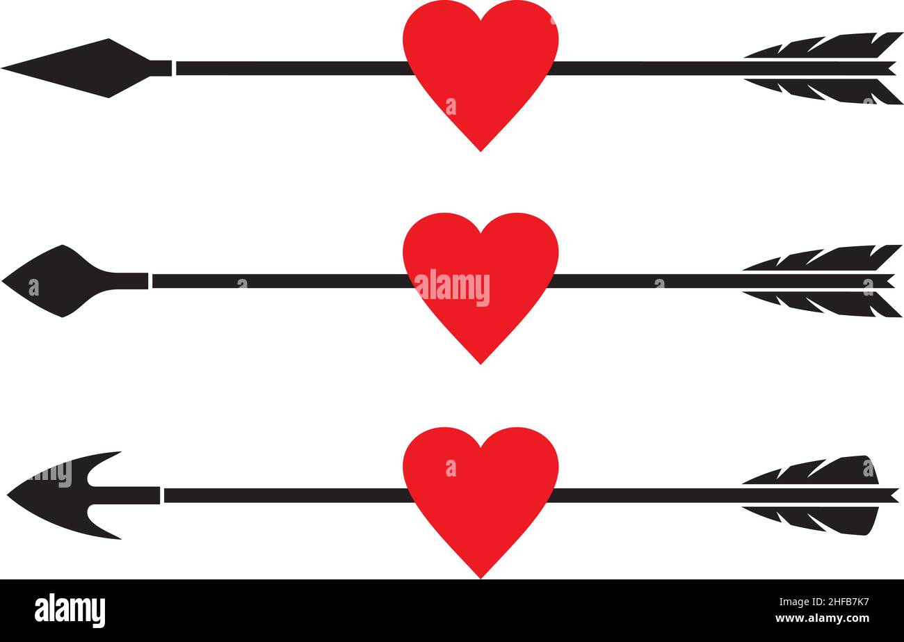 Arrow and heart vector illustration set Stock Vector Image & Art - Alamy
