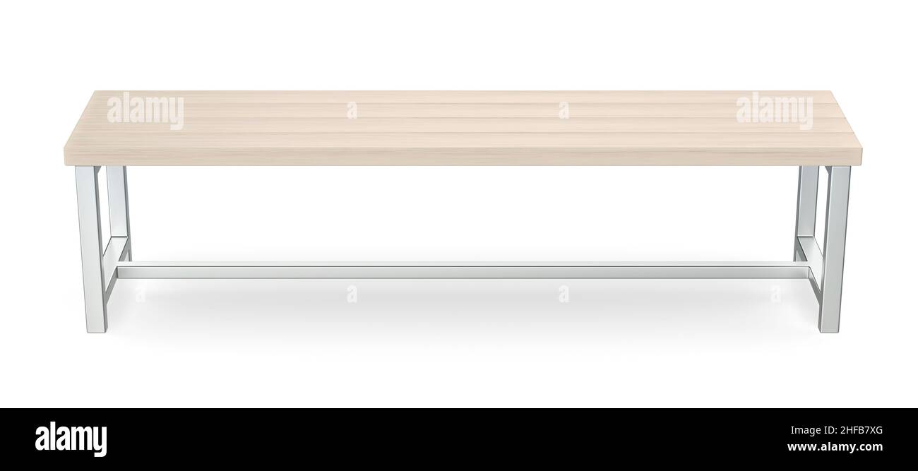 Wood bench on white background, front view Stock Photo - Alamy