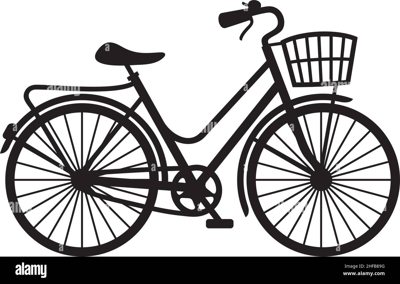 Retro bicycle black and white vector illustration Stock Vector Image ...