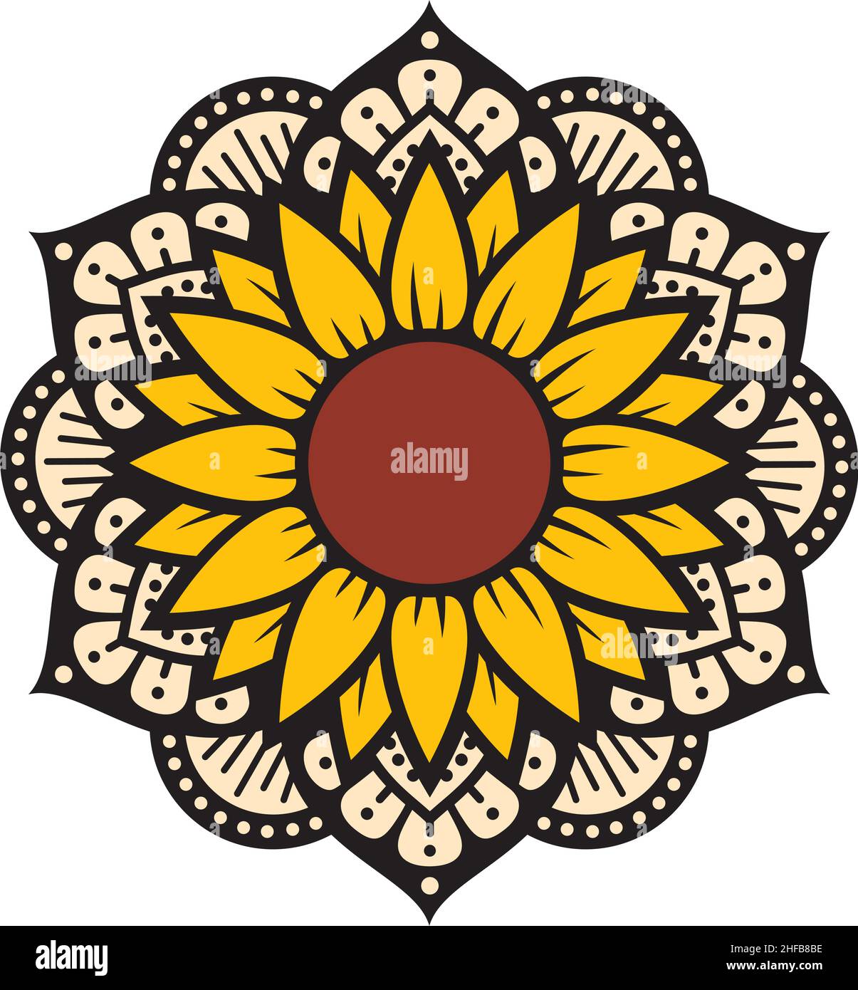 Sunflower mandala color vector illustration Stock Vector Image & Art ...