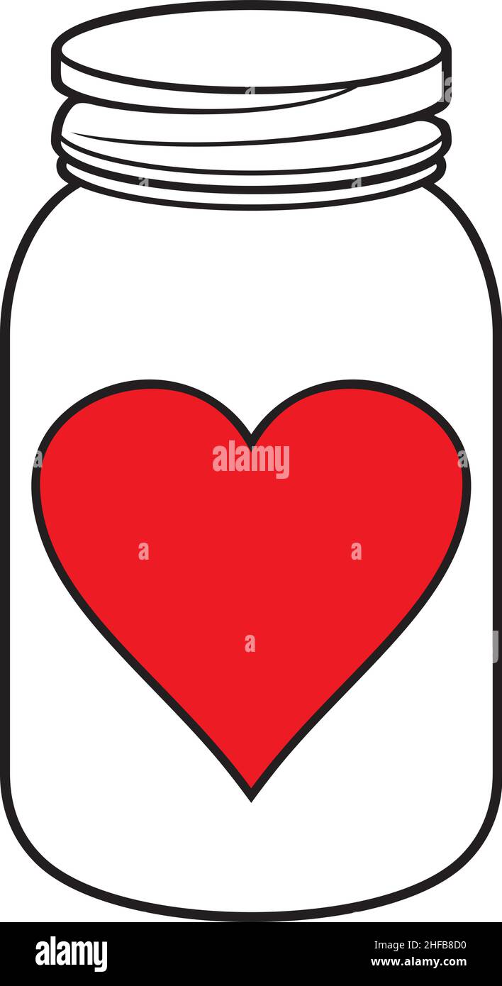 Glass jar with heart inside vector illustration Stock Vector Image ...