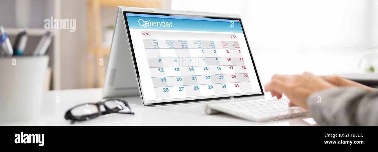 Digital Electronic Calendar Event Appointment On Screen Stock Photo - Alamy